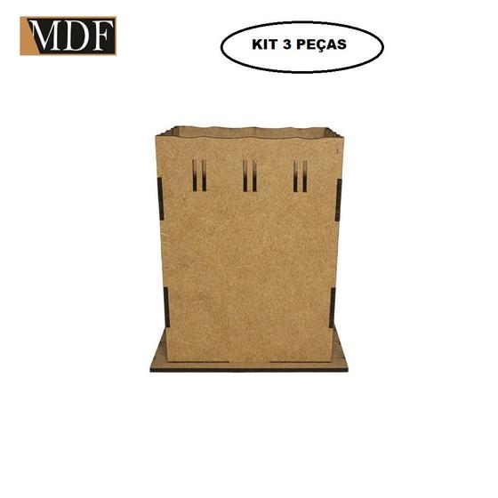 Kit 3 Cachepot Borda Ondulada Passa Fita M 10x10x12 Laser Mdf Madeira ...