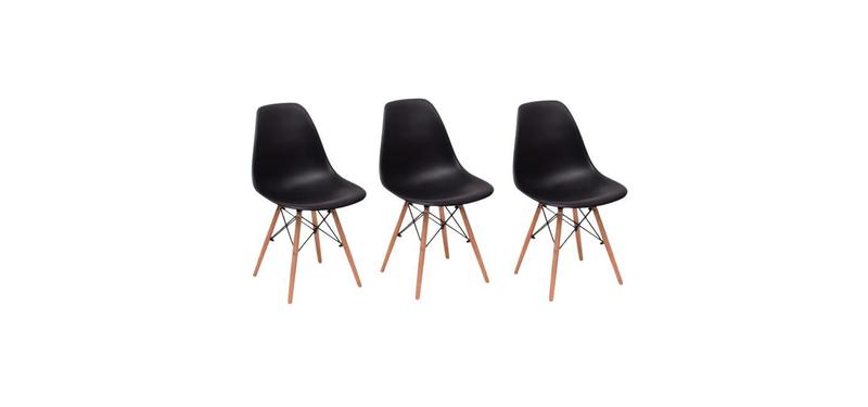 Kit 3 Cadeiras Charles Eames Wood Design Eiffel Preto - Homelandia ...