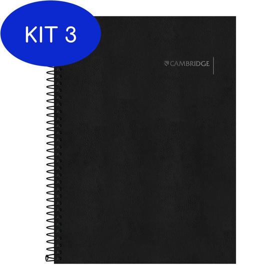 Kit 3 Caderno Colegial Tilibra Executivo Cambridge Preto 80 Folhas ...