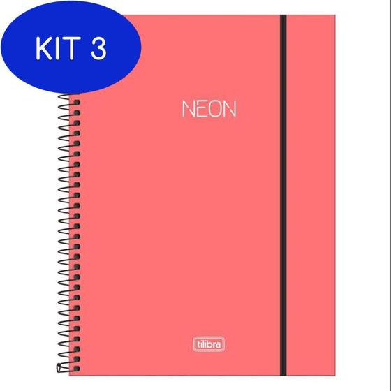 Kit 3 Caderno Tilibra Universitário Neon 1 Matéria - Caderno Escolar ...