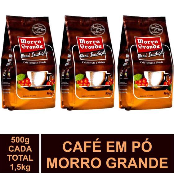 Kit 3 Cafe Morro Grande Torrado E Moído Blend Tradição 500G - Café ...