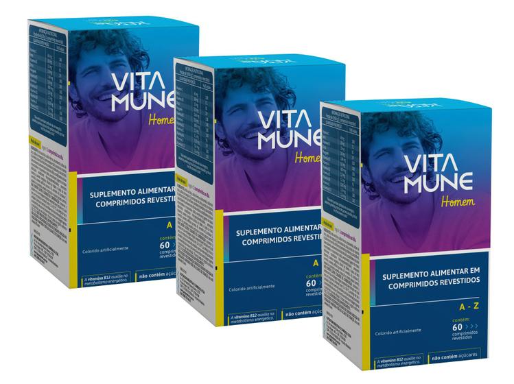 Kit 3 Caixas Vita Mune Homem Suplemento Multivitamínico CIMED ...