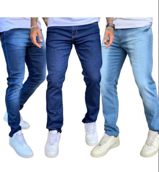 Kit 3 Calças Jeans Slim E Skinny Masculina Linha Premium Tradicional
