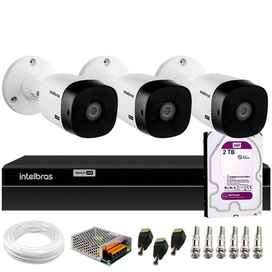 Kit 3 Câmeras Intelbras VHL 1120B HD 720p HDCVI Infra 20m IP66 + DVR ...