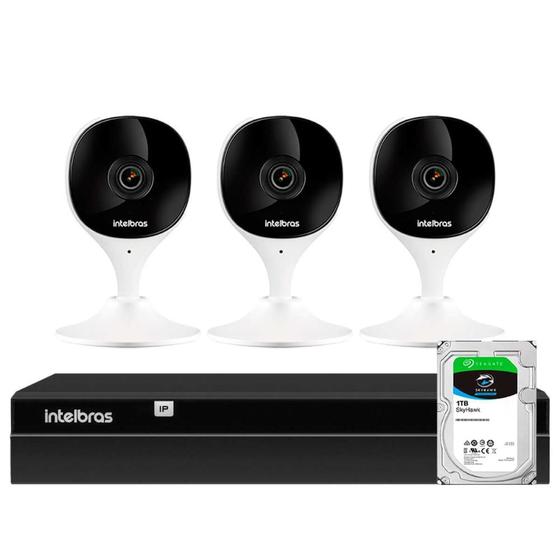 Kit 3 Câmeras Wi-Fi iMx C Intelbras Inteligência Artificial Branca ...