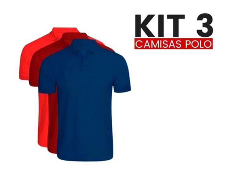 Kit 3 Camisas Camisetas Gola Polo Masculina - RX COMPANY - Camisas Pólo ...