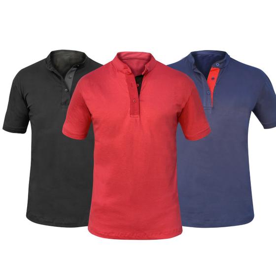 Kit 3 Camisas Gola Padre Masculina Slim 100% Algodão Slim - MT Clothing ...
