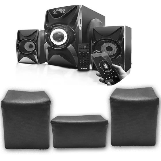 Kit 3 Capas Pra Mini System Micro System Bivolt 2.1 Impermeável Preta ...