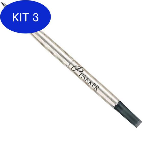 Kit 3 Carga Parker Roller Ball Preta Fina S0881190 - Carga para Caneta - Magazine Luiza