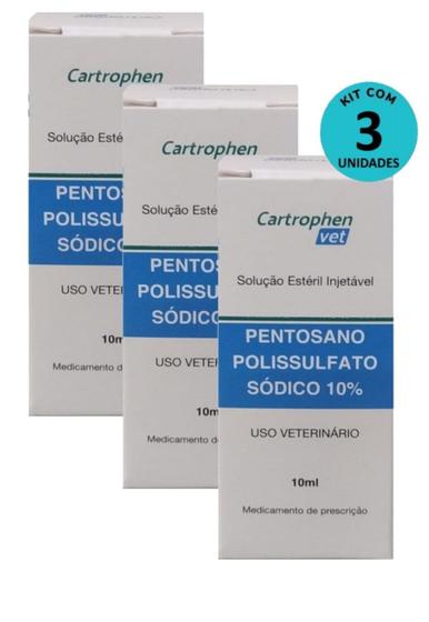 Kit 3 Cartrophen Vet 10ml (Pentosano Polissulfato Sódico 10% ...
