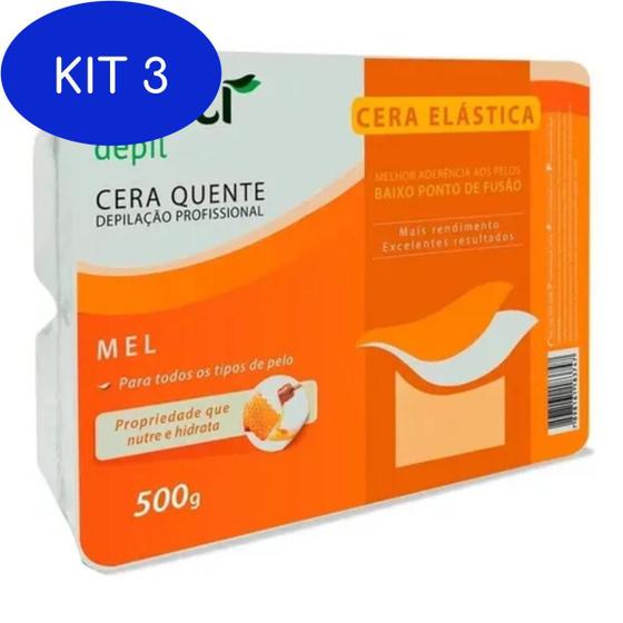 Kit 3 Cera Elástica Mel 500G Mais Aderência Aos Pelos Premium - Tutti ...