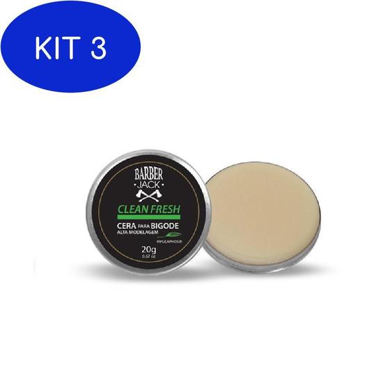 Kit 3 Cera Para Bigode Barber Jack Clean Fresh 20G - Cera para Bigode ...