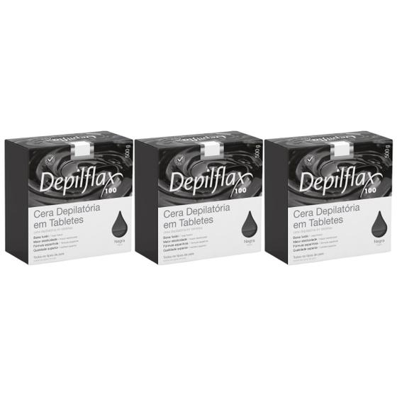 Kit 3 Cera Quente Depilatória Depilação Profissional Negra Depilflax ...