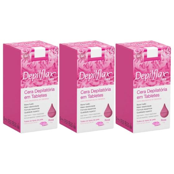 Kit 3 Cera Quente Depilatória Depilação Profissional Rosa Depilflax ...