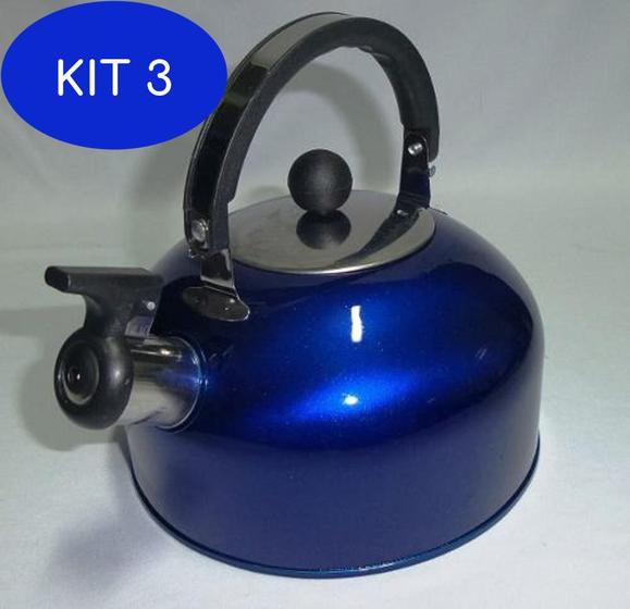 Kit 3 Chaleira em aço inox 2 litros azul com apito - Art House ...