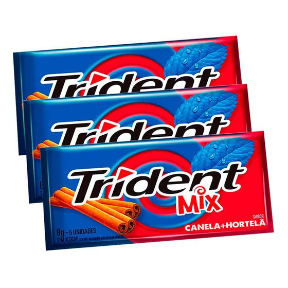 Kit 3 Chiclete Trident Mix Canela e Hortelã com 8g - Chicletes e Gomas ...