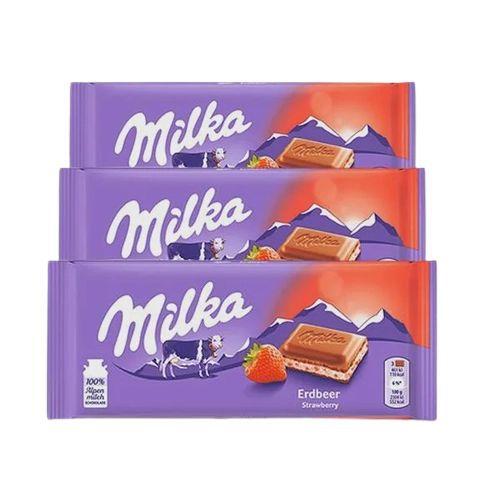 kit 3 Chocolate Milka Strawberry Yoghurt Sabor Morango 100g - Chocolate ...