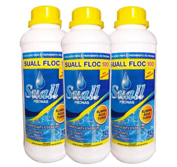 Kit 3 Clarificantes Floculante Para Piscinas Suall 1 Litro ...