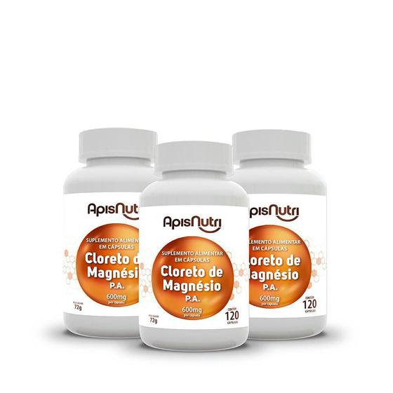 Kit 3 - Cloreto De Magnésio - 120 Capsulas - Dna Verde - Apisnutri - Cloreto de Magnésio ...