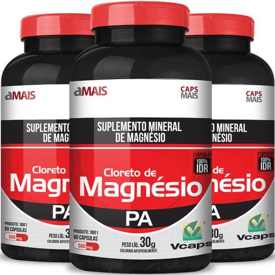 Kit 3 Cloreto de Magnésio 500mg Clinic Mais 120 cápsulas - Chá Mais - Cloreto de Magnésio ...