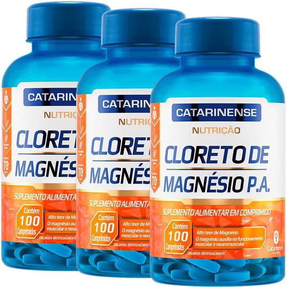 Kit 3 Cloreto de Magnésio P.A. 100 Comprimidos Catarinense - Catarinense Pharma - Cloreto de ...