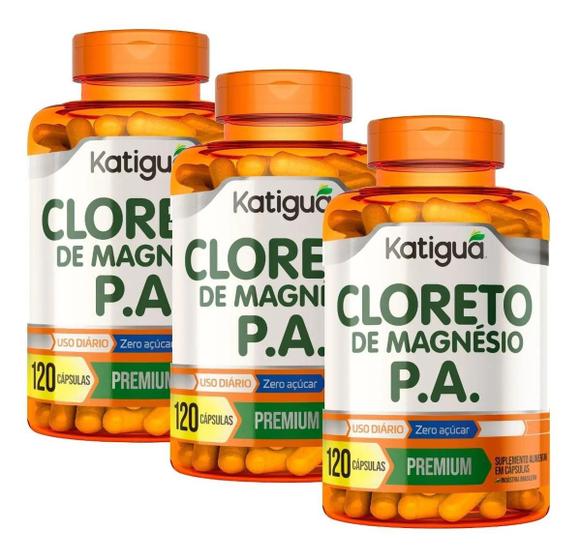 Kit 3 Cloreto de Magnésio P.A. 120 capsulas - Katiguá - Cloreto de Magnésio / Magnésio Dimalato ...