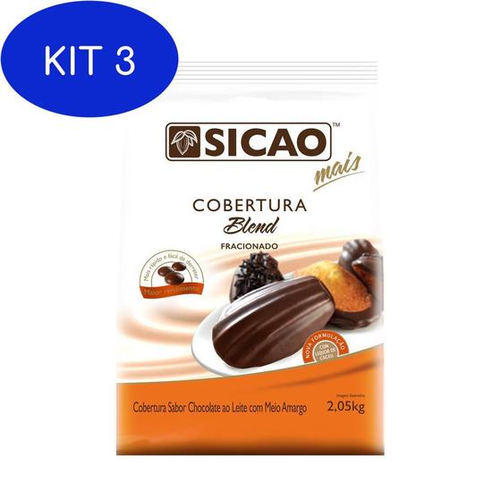Kit 3 Cobertura Sabor Chocolate Blend 2Kg Sicao - Recheio para Doces ...