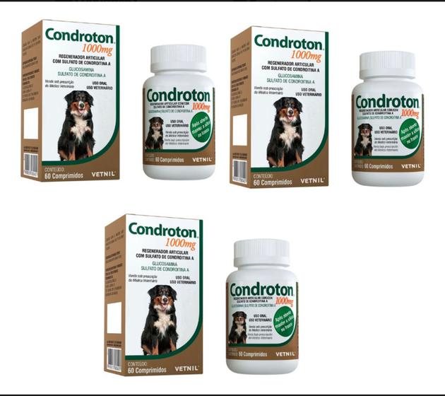 KIT 3 CONDROTON 1000mg - frasco com 60 comprimidos - Vetnil - VETNIL ...