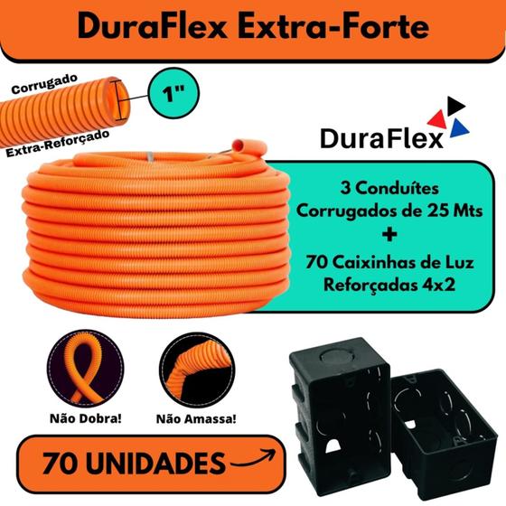 Kit 3 Conduítes Eletrodutos Corrugados Laranjas 1" 25 Metros + 70 ...