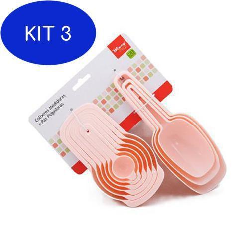 Kit 3 Conjunto De Colher Medidora E Pá Pegadora Rosa 9 Peças - Wincy ...