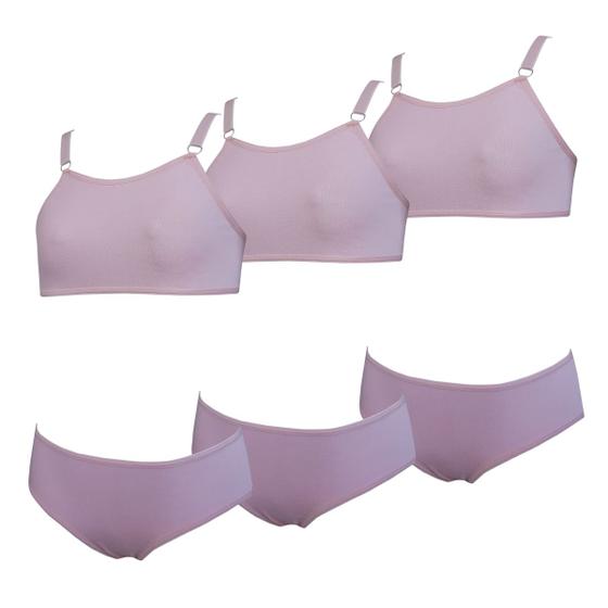 Kit 3 Conjunto Sutiã e Calcinha Menina Infantil Algodão - OPTE MODA ...