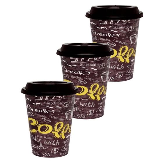 Kit 3 Copo Decorado 360ml Café Bebidas Quente Gelada Tampa - Jaguar - Copos - Magazine Luiza