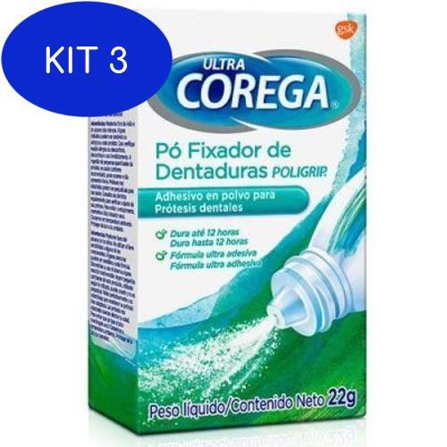 Kit 3 Corega Ultra Pó Fixador De Dentadura 22G - Fixador de Dentadura ...