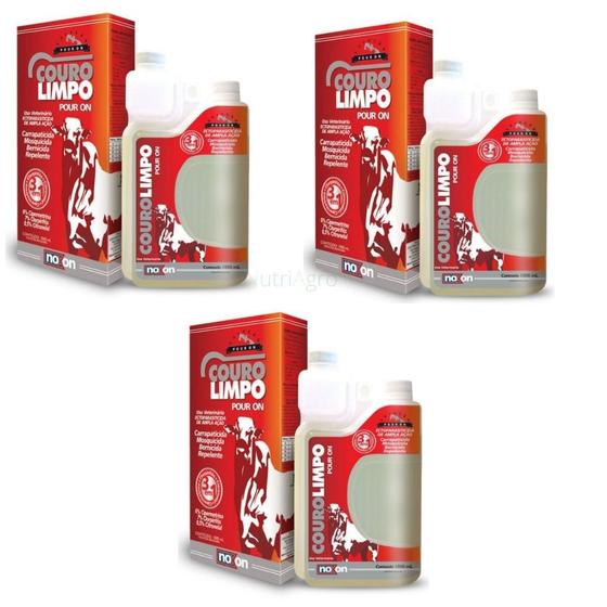 Kit 3 Couro Limpo Pour On 1 LT Antiparasitário para Bovinos - NOXON - Vermífugo - Magazine Luiza
