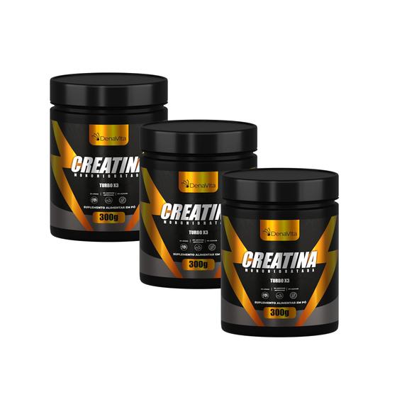 Kit 3 Creatina Monohidratada Creatine Turbo X3- Suplemento Em Pó 300G ...