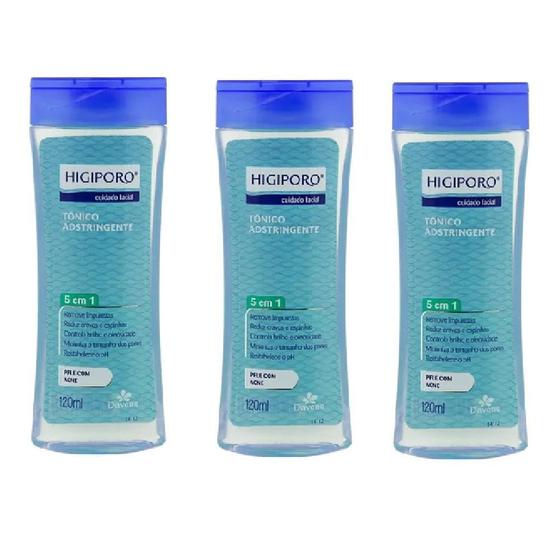 Kit 3 Davene Higiporo Tônico Facial Adstringente 120ml - Adstringente ...