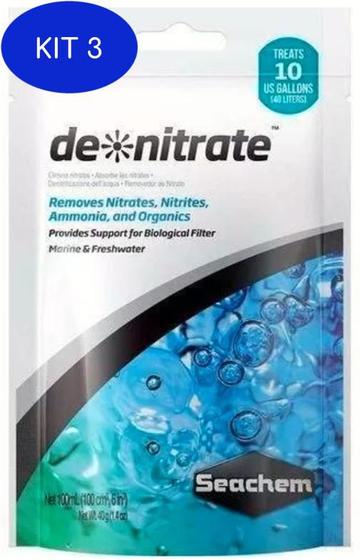 Kit 3 Denitrate 100Ml Remove Nitrato Nitritos Orgânicos - Seachem ...