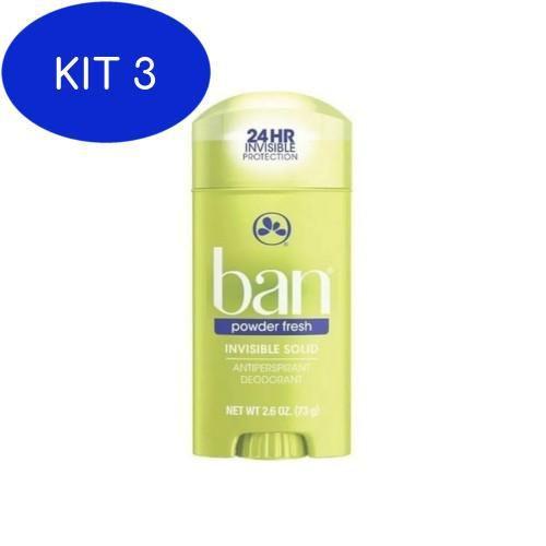 Kit 3 Desodorante Sólido Powder Fresh Ban 73G - Desodorante - Magazine Luiza
