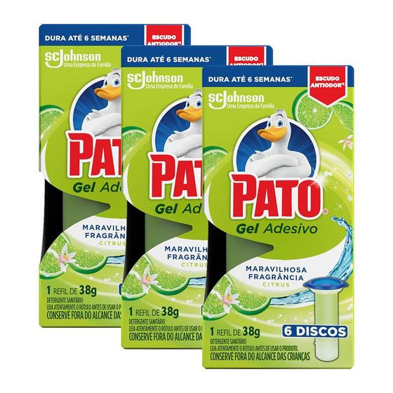 Kit 3 Detergente Vaso Sanitário Refil Pato Adesivo 38g 18 Un - Pato SC ...
