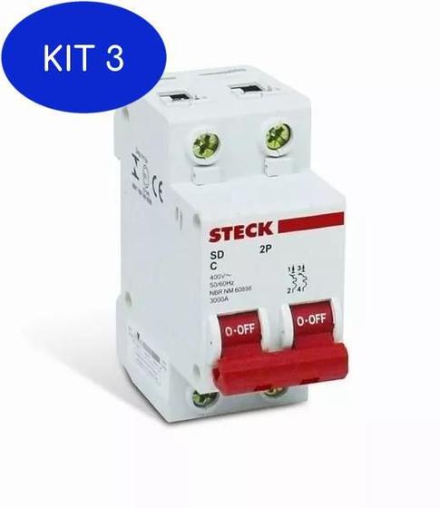 Kit 3 Disjuntor Bipolar 40A Steck - Disjuntor DR - Magazine Luiza
