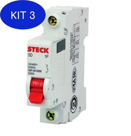 Kit 3 Disjuntor Unipolar 6A Curva C Steck - Disjuntor DR - Magazine Luiza
