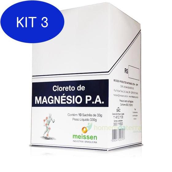 Kit 3 Display de Cloreto de Magnésio P.A 10 Sachês 33g - Meissen - Cloreto de Magnésio ...