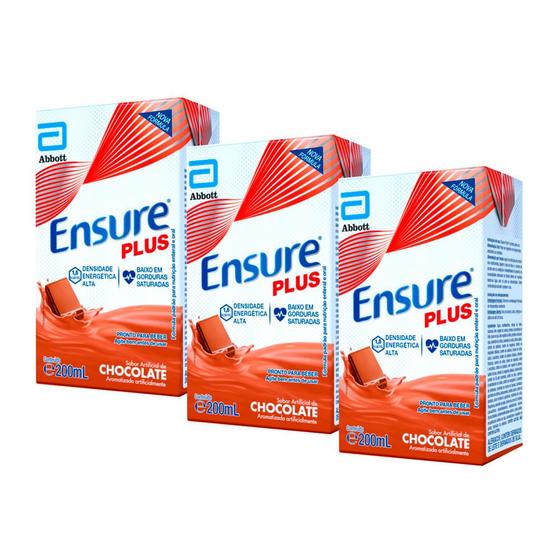 Kit 3 Ensure Plus Chocolate 200ml - Complemento Alimentar Adulto ...