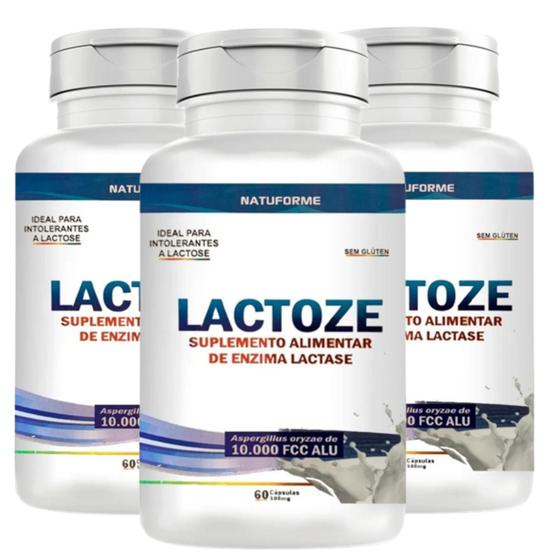 Kit 3 Enzima Lactase 10.000 Fcc 60 Cápsulas 500mg - Lactoze ...