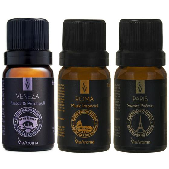 Kit 3 Essências Via Aroma Linha Mundo 10Ml Para Difusores Elétricos - Essência para Aromatizador ...