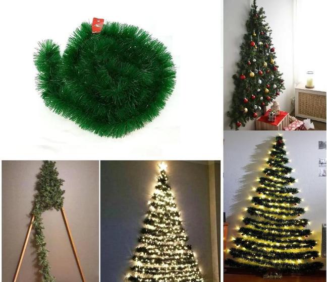 Kit 3 Festão Verde Escuro 6 Metros Decoração Árvore Natal - Coal ...
