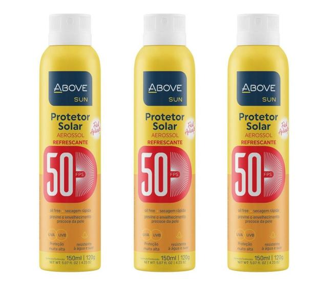 kit 3 Filtro Protetor Solar Novo Above Fator 50fps Spray 150ml ...