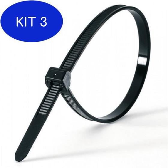 Kit 3 Fita Hellermann T-25L C/100 Preta - 240X2,8Mm - Abraçadeira ...