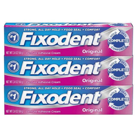 Kit 3 Fixodent Orig 68G Creme Adesivo Para Prótese Dentária - Fixodent ...