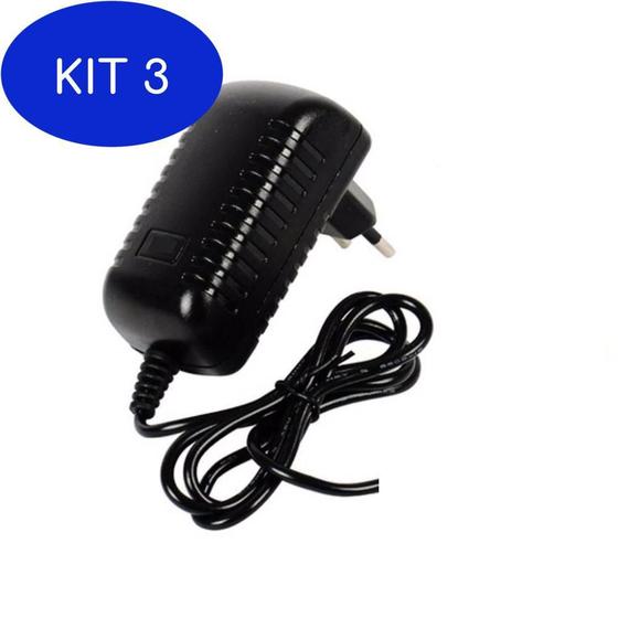 Kit 3 Fonte 12V 2A Blindada Bivolt Fio 1.5M Sem Plug Conector - Js ...